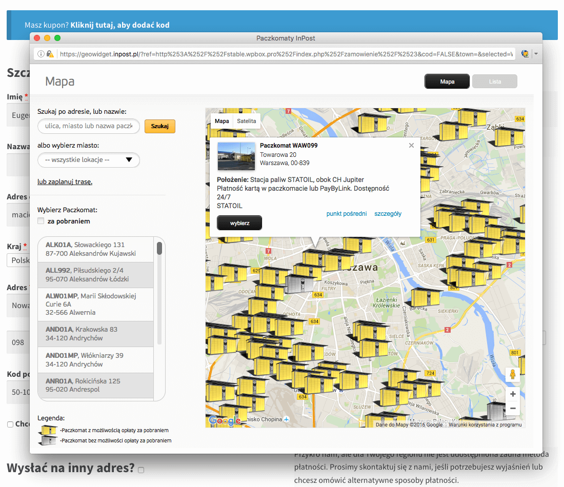 InPost WooCommerce - Paczkomaty, Listy, Kurier - Wtyczka