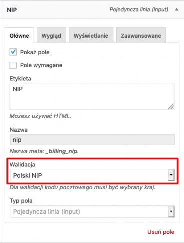 Walidacja NIP w Flexible Checkout Fields – jak ustawić?